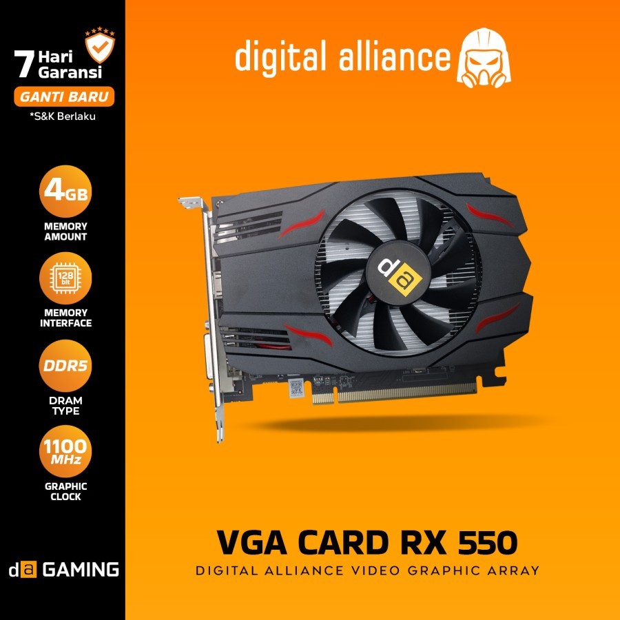 Jual VGA CARD DIGITAL ALLIANCE RX 550 4GB GDDR5 128 BIT RX550 RADEON ...
