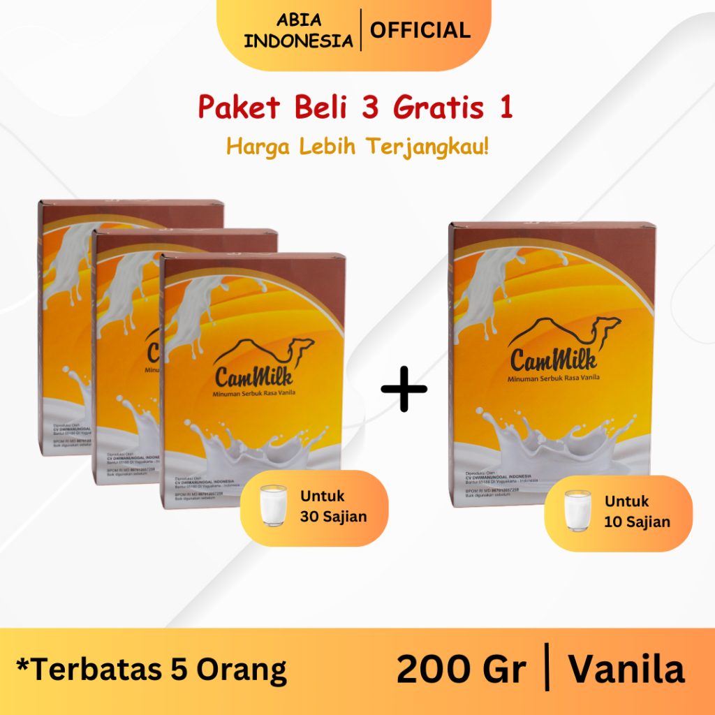 Jual PAKET BELI 3 GRATIS 1 CAMMILK Susu Unta Original Asli 200 Gram ...