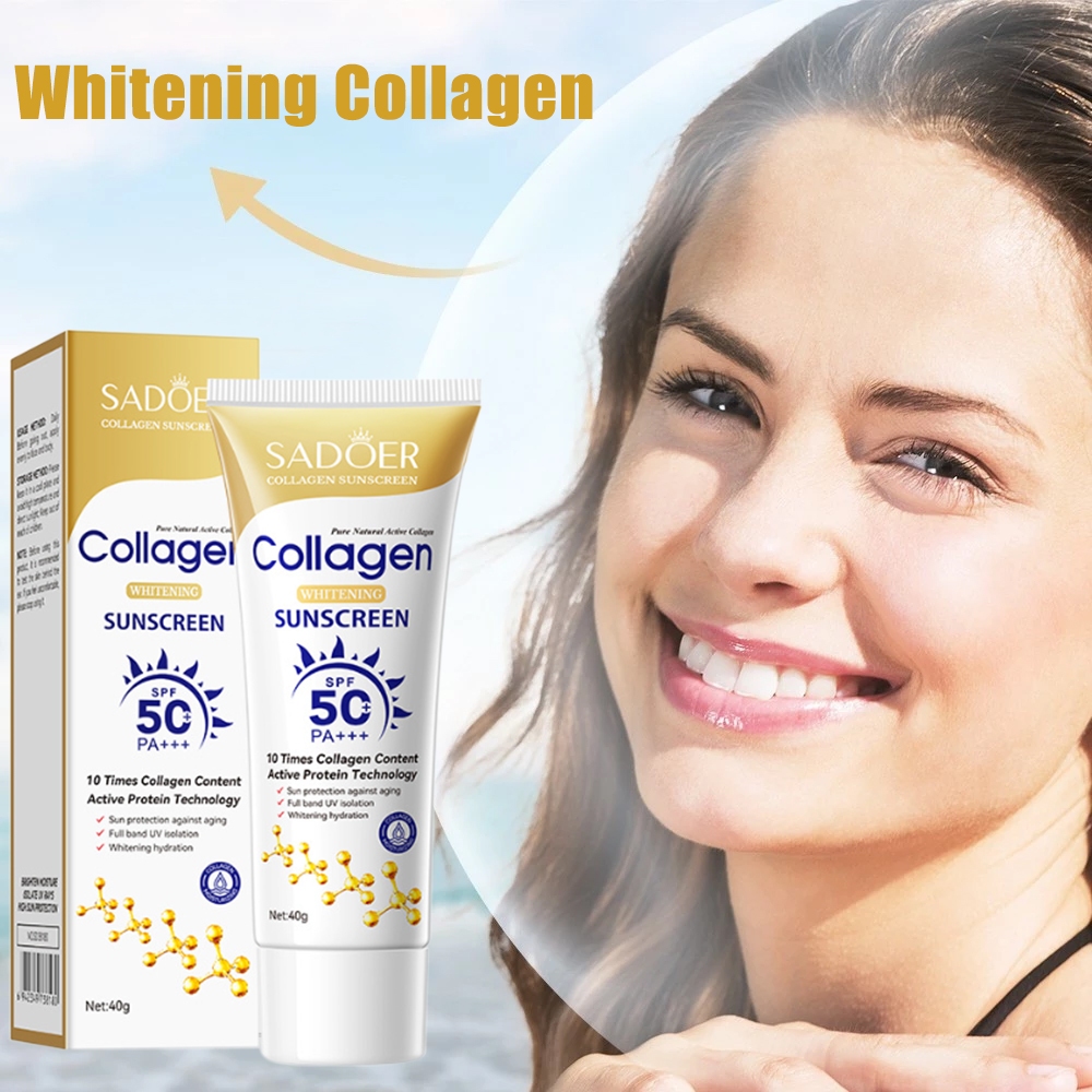 Jual Collagen Whitening Sunscreen 40g Kolagen Pemutih Glowing Up Sunblock Cream SPF50+ PA ...