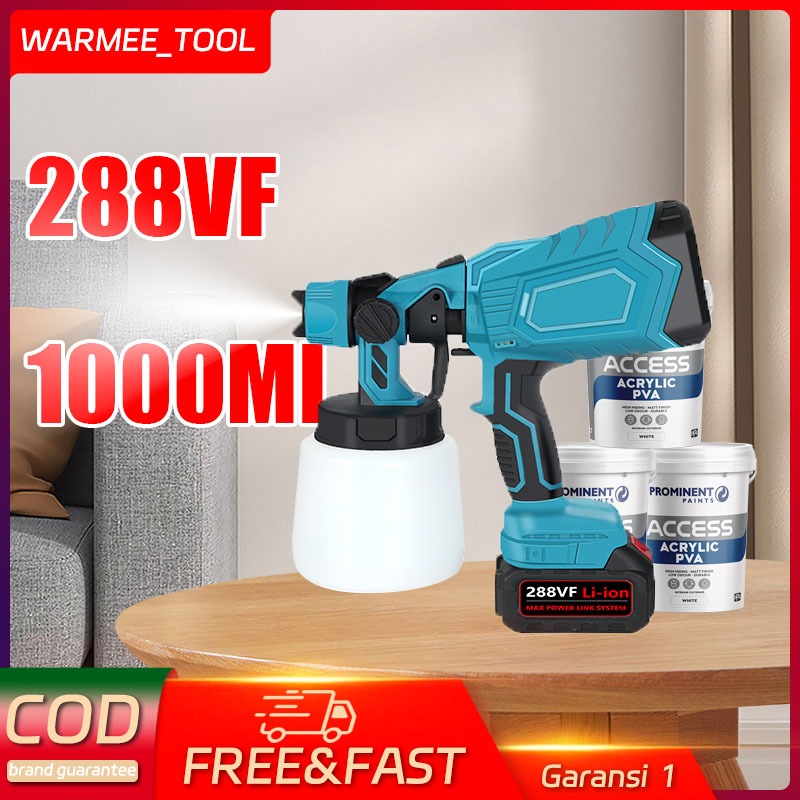 Jual WARMEE Alat Semprot Cat Mini 288VF 1000ML Alat Semprot Cat Tembok Baterai Cordless | Shopee ...