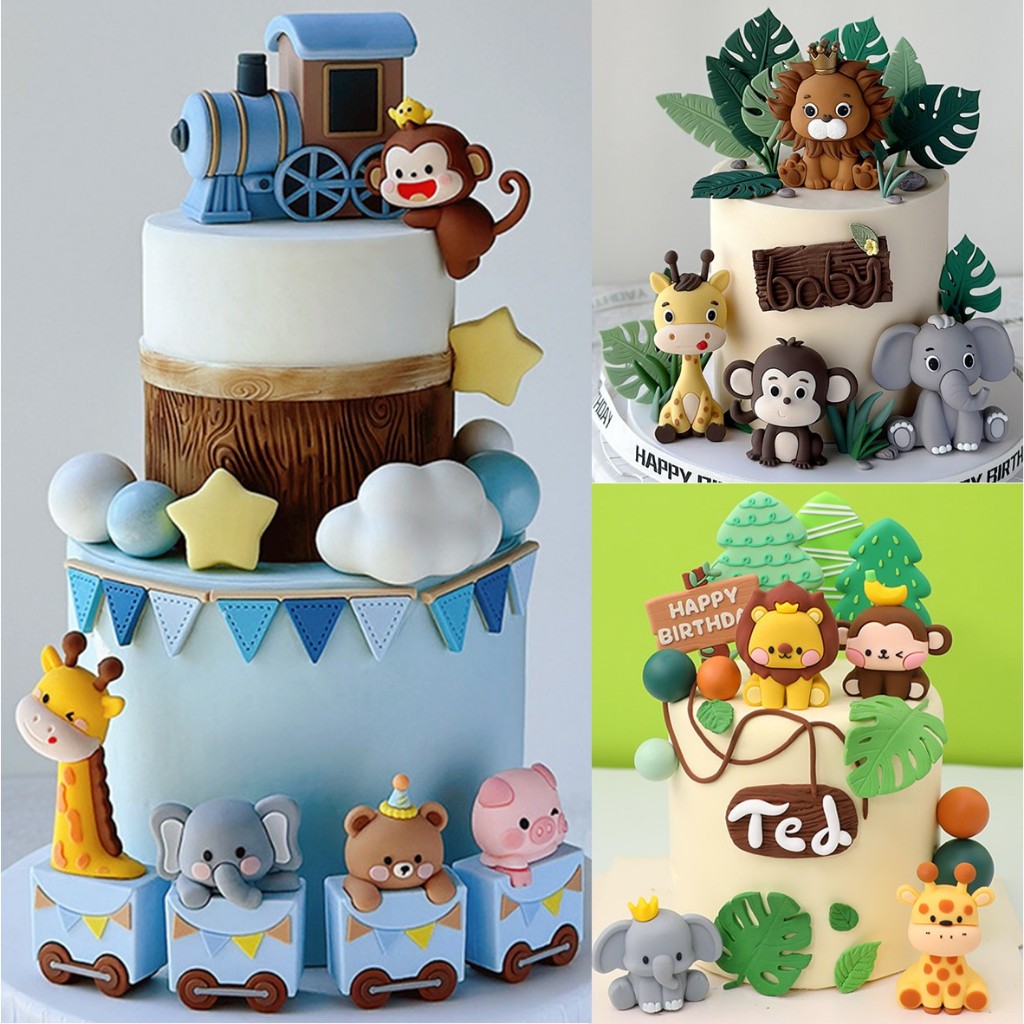 Jual Topper Animal Zoo Pohon Hewan Binatang clay Tree hiasan kue cake ...
