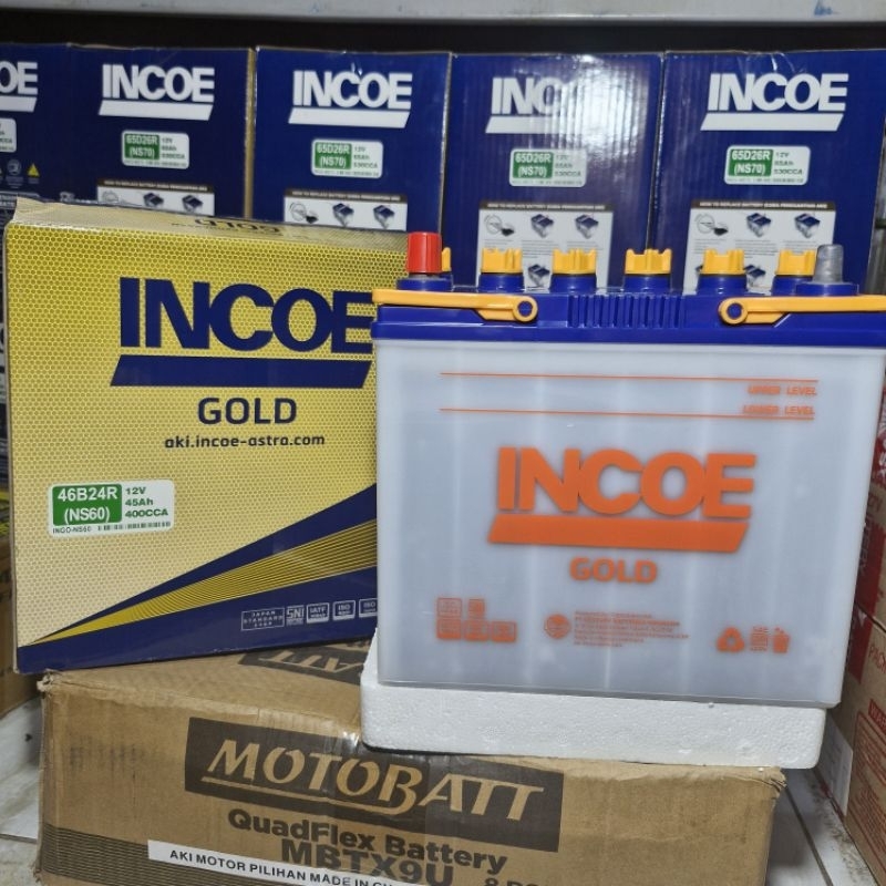 Jual AKI BASAH INCOE GOLD 46B24R (NS60) APV, LUXIO, GRAN MAX upgrade 45amper | Shopee Indonesia