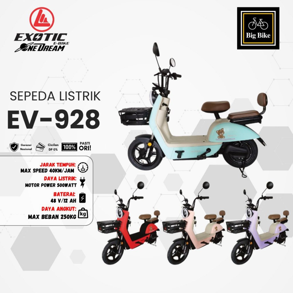 Jual Sepeda Listrik Exotic EV-928 500Watt Garansi Resmi | Shopee Indonesia