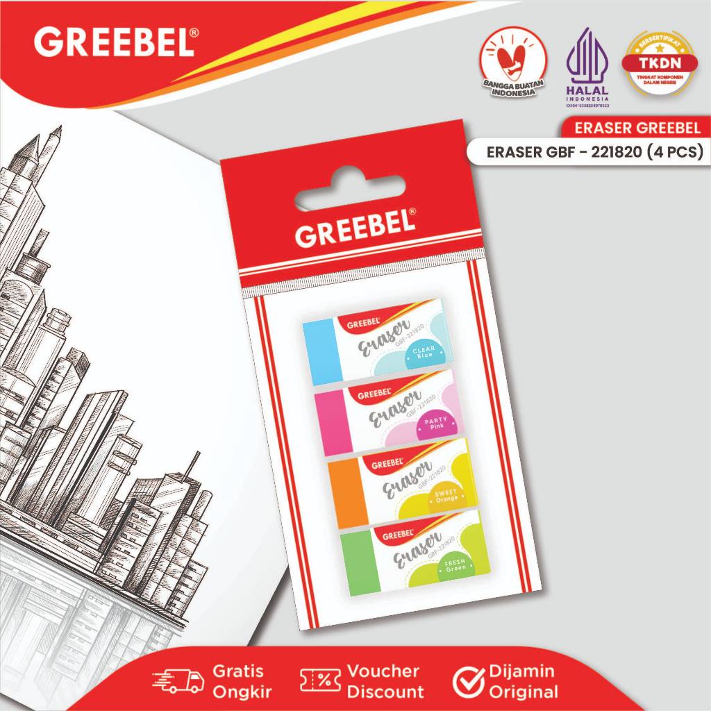 Jual GREEBEL Eraser Stip Hapusan GBF-221820L (4PCS/SET) Penghapus ...