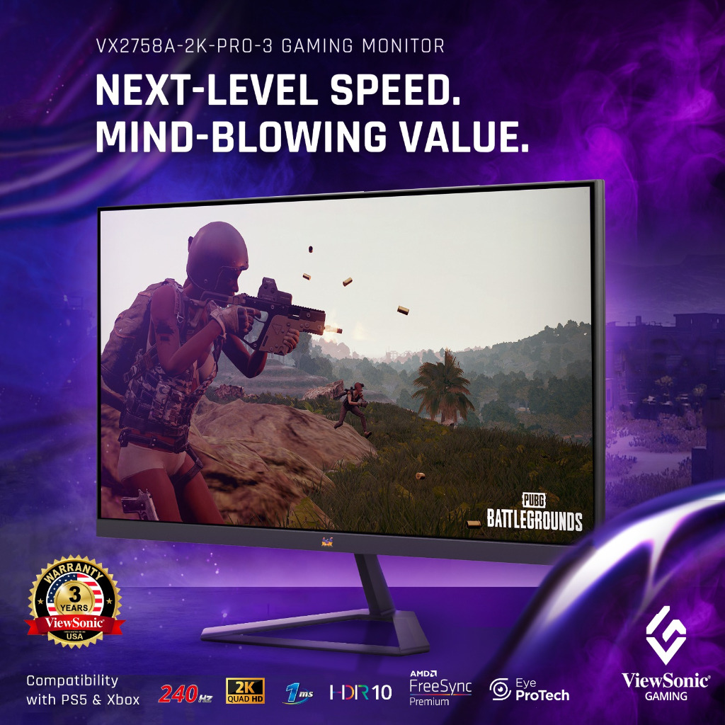 Jual VIEWSONIC VX2758A-2K-PRO-3 27 inch 2K QHD IPS 240Hz 1ms HOME OFFICE GAMING MONITOR | Shopee ...