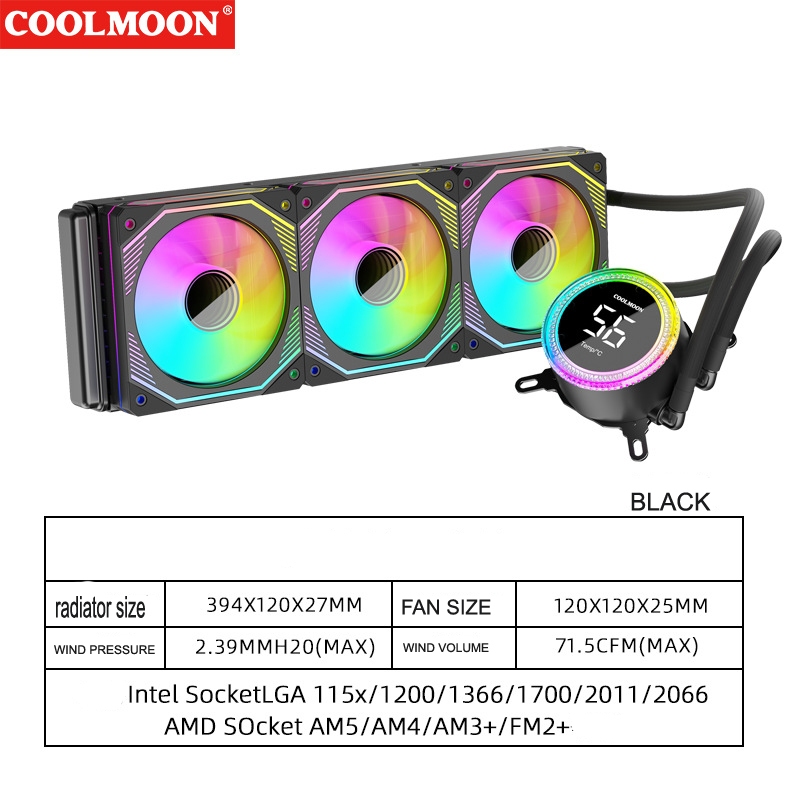 Jual COOLMOON LIQUID CPU COOLER ICE SOUL 360 ARGB SYNC DIGITAL DISPLAY ...