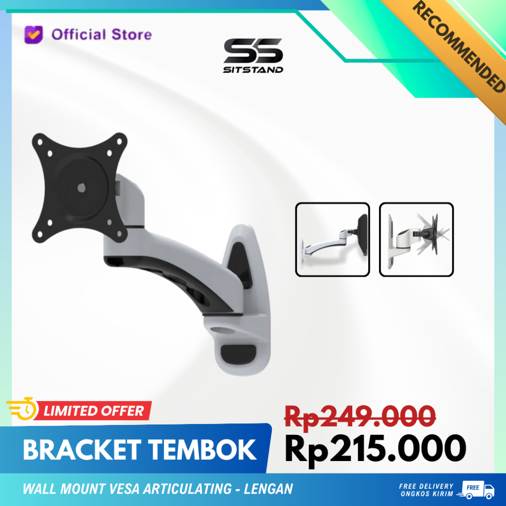 Jual Sitstand Bracket Monitor Tembok Wall Mount VESA Articulating ...