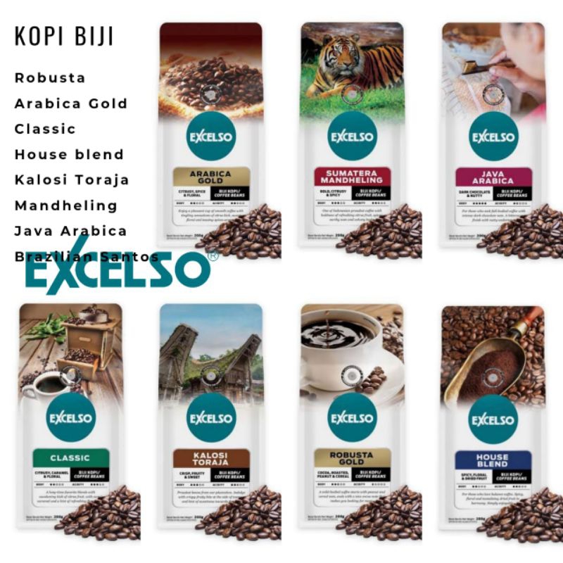 Jual EXCELSO Coffee Bean Kopi Biji 200gr All Varian | Shopee Indonesia