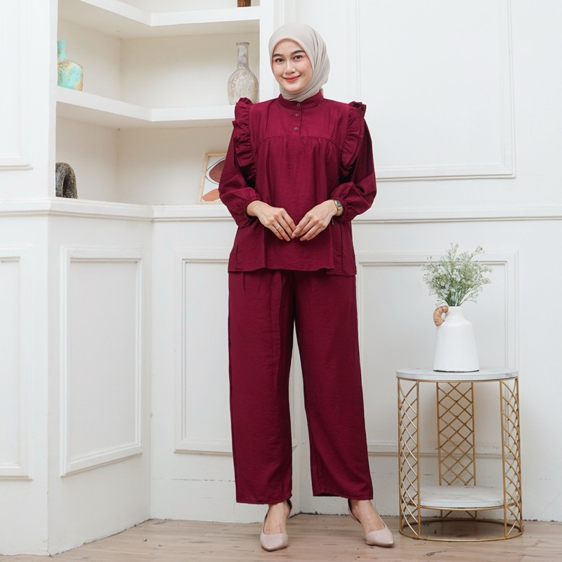 Jual Elena One Set Setelan Wanita Dewasa Kekinian Bahan Polo Linen Premium Terbaru | Shopee ...