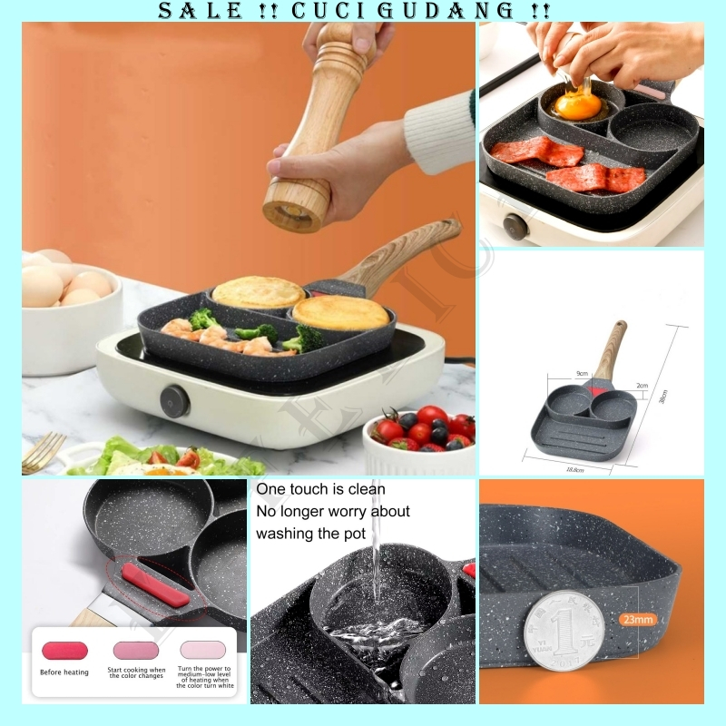 Jual ETFELICEL 3 Hole Frying Pan / Tamagoyaki Wajan Penggorengan Burger ...