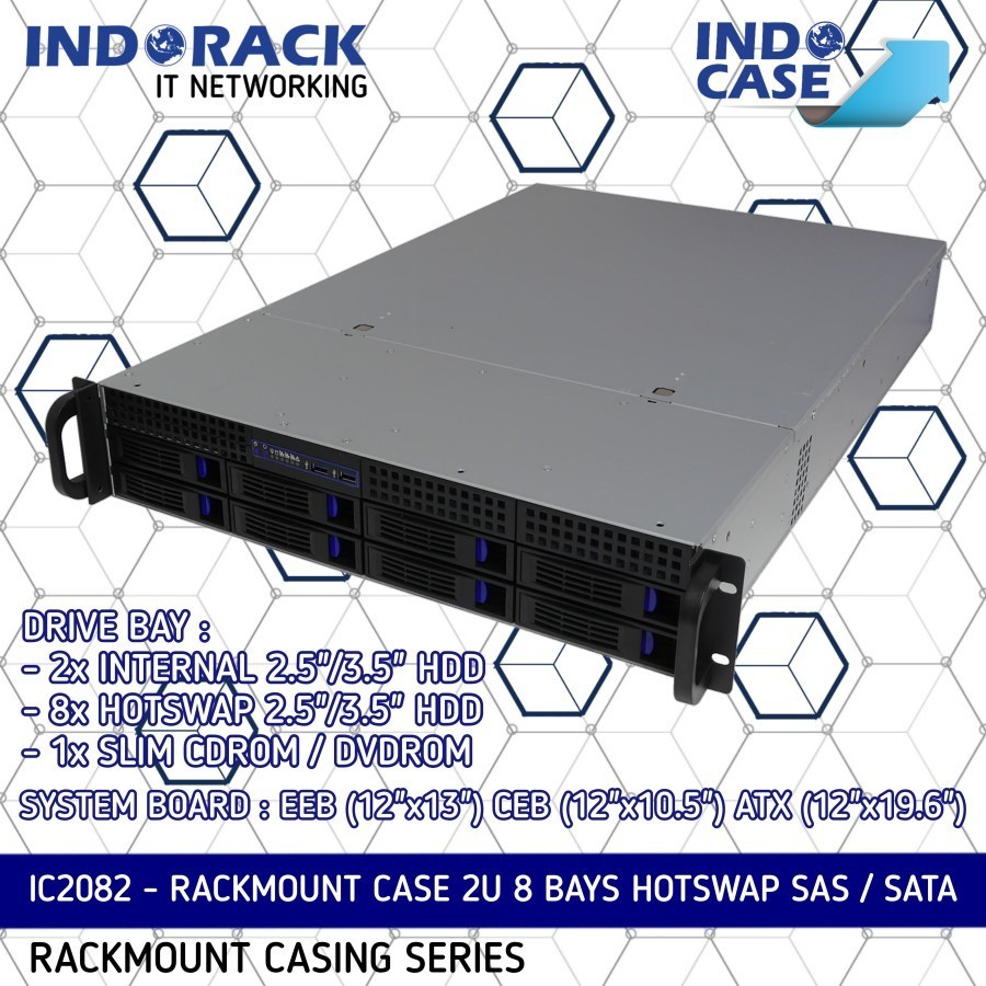 Jual IC2082 Rackmount Case 2U 8 Bay HOTSWAP HDD SAS / SATA Casing ...