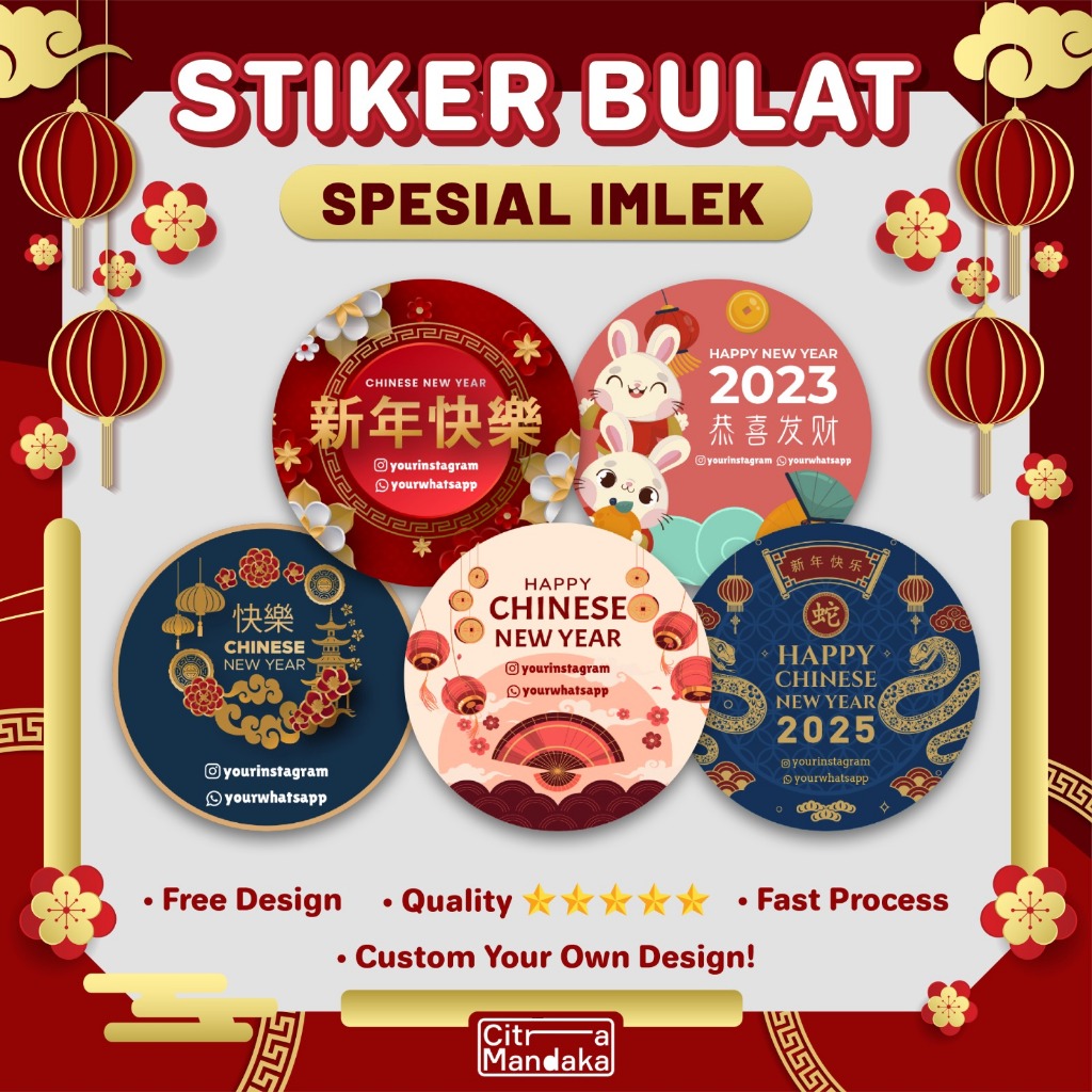 Jual Stiker Imlek 2025 Custom | Stiker Thank you | Stiker Label Makanan ...