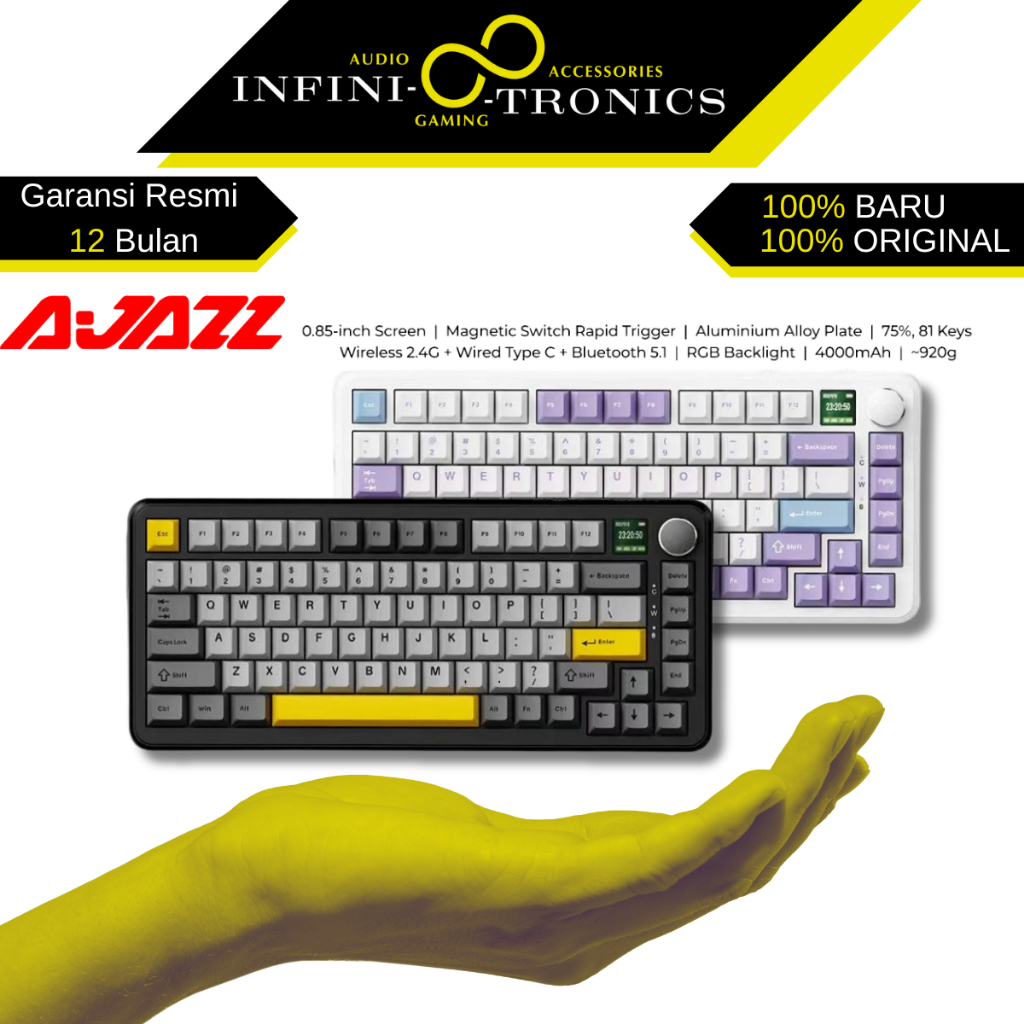 Jual Ajazz AK820 MAX HE Magnetic Switch Rapid Trigger 75% Mechanical Keyboard Three Mode RGB ...