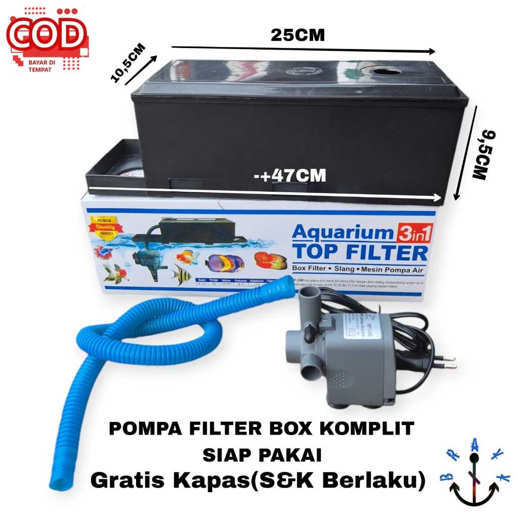Jual Mesin Filter Pompa Aquarium Komplit Top Filter Box Aquarium 3 In 1 ...