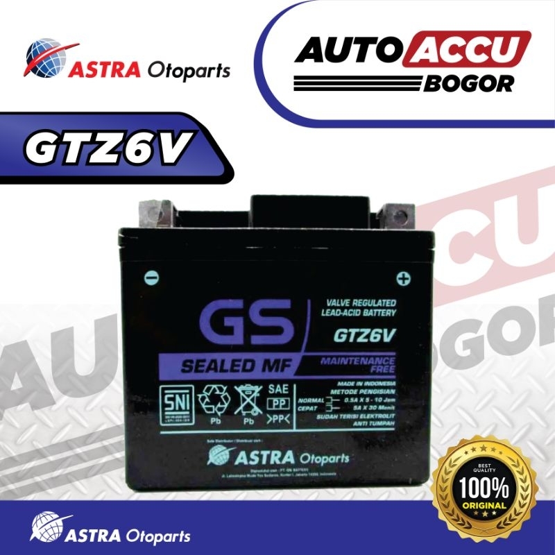 Jual aki/accu/battery kering GS ASTRA MF ORIGINAL ( GTZ6V ) untuk motor ...