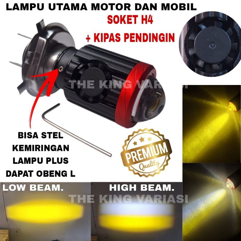 Jual LAMPU UTAMA MOTOR SOKET H4 LASER PLUS KIPAS PREMIUM/ LAMPU DEPAN H4 LASER LED / LAMPU UTAMA ...