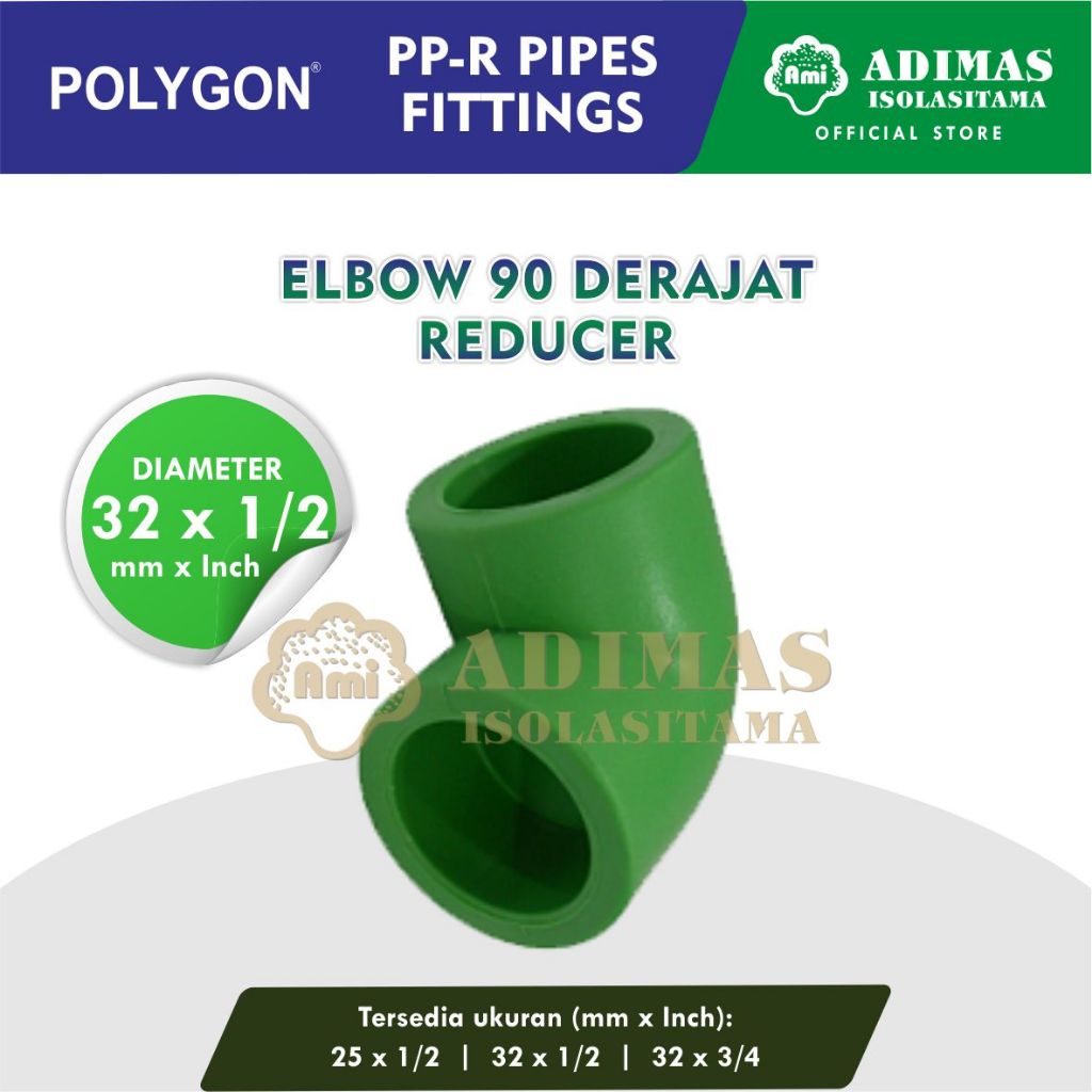 Jual Fitting PPR Polygon Elbow Reducer 90 Derajat Diameter 32 mm x 1/2 ...