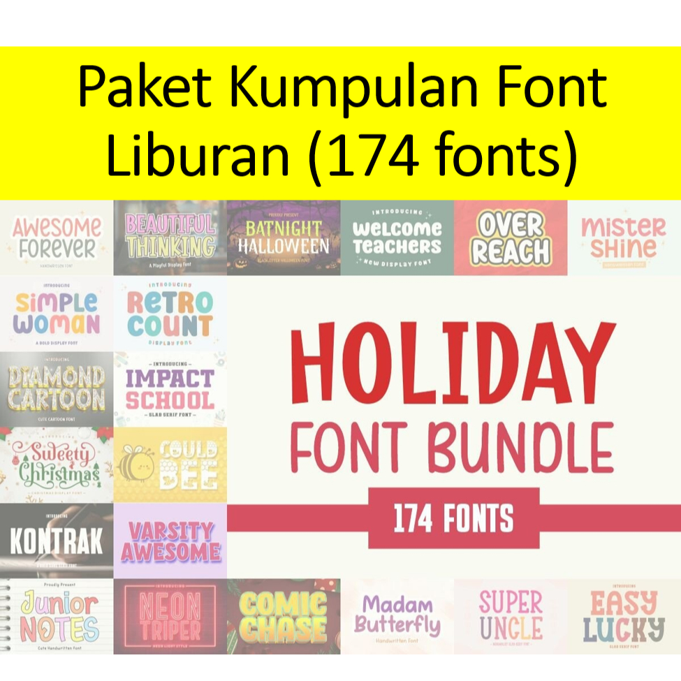 Jual Paket Kumpulan Font Liburan (174 fonts) | Shopee Indonesia