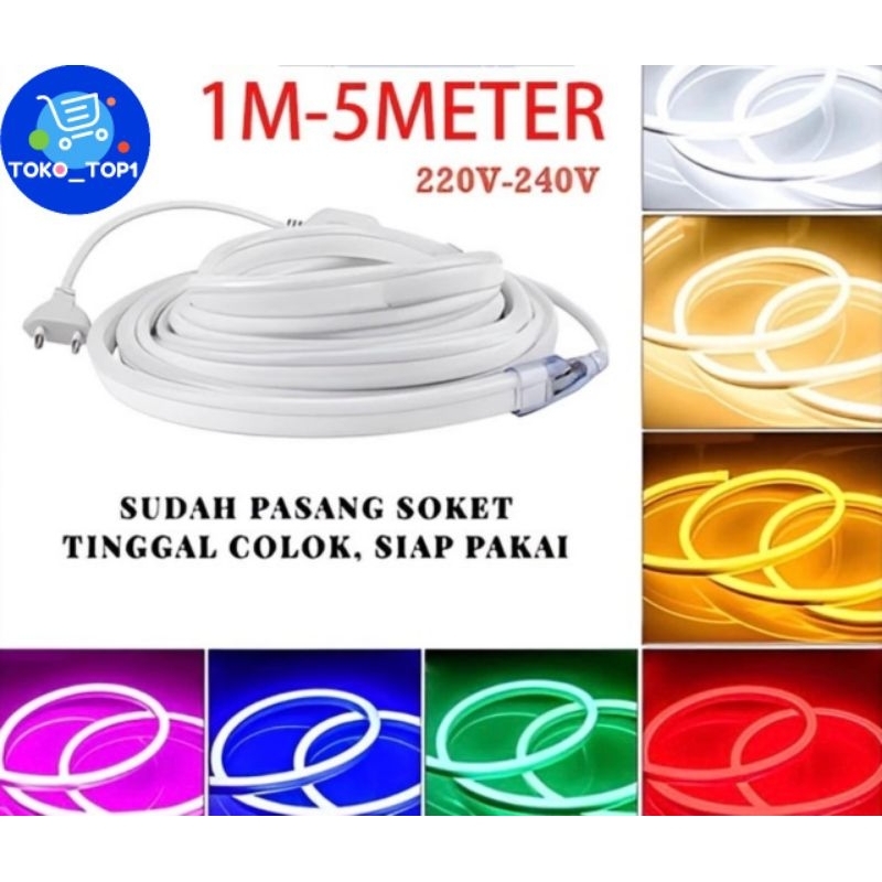 Jual Paket Lampu Neon Flex 220v 1m 2m 3m 4m 5m 5 meter Led Selang ...