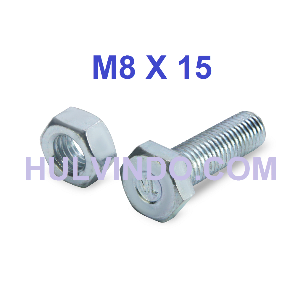 Jual BAUT MUR HEX PUTIH M8 X 15 | Shopee Indonesia