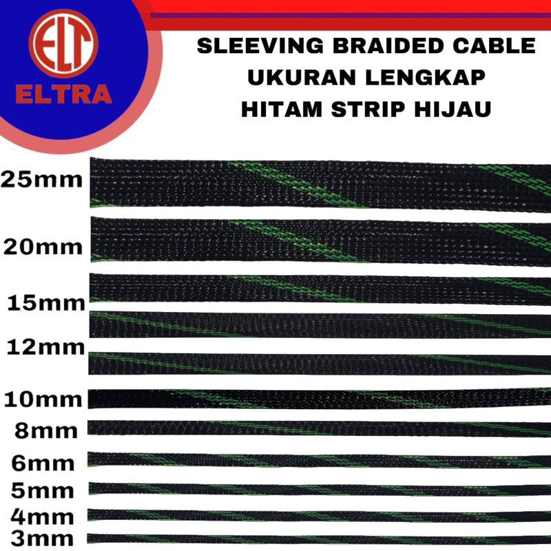 Jual Sleeving sleeve HIJAU MIX HITAM braided cable kabel jala ...