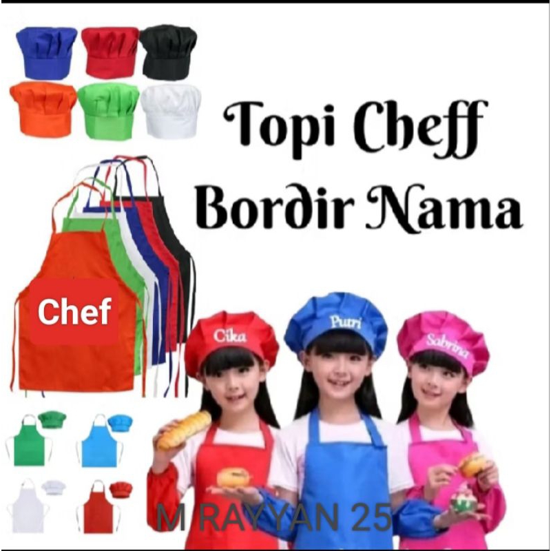 Jual TOPI CHEF dan chelemek fre bordir nama sendiri | Shopee Indonesia