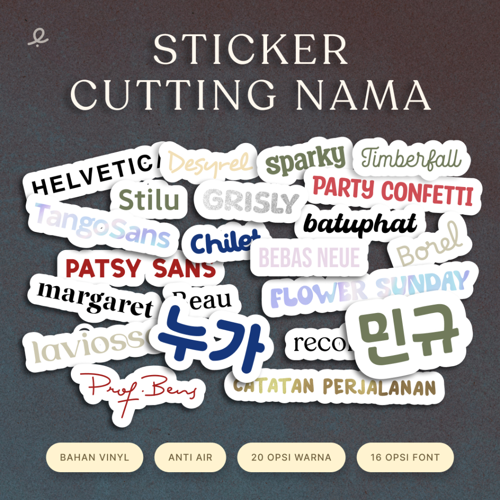 Jual Sticker cutting custom nama, hangul korea & logo bahan vinyl ...