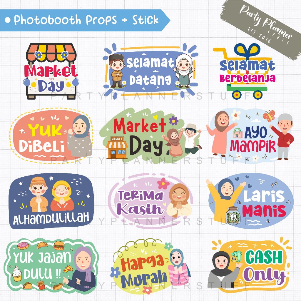 Jual Props Market day indonesia / acc stik foto acara market day ...