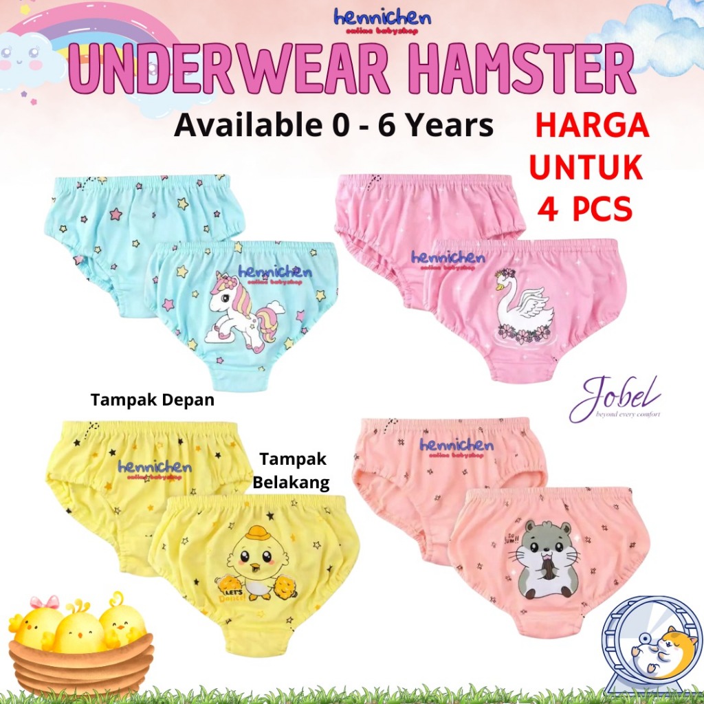 Jual KAZEL Jobel Girl Underwear - Hamster Edition (4 Pcs) 0-6 Tahun | Shopee Indonesia