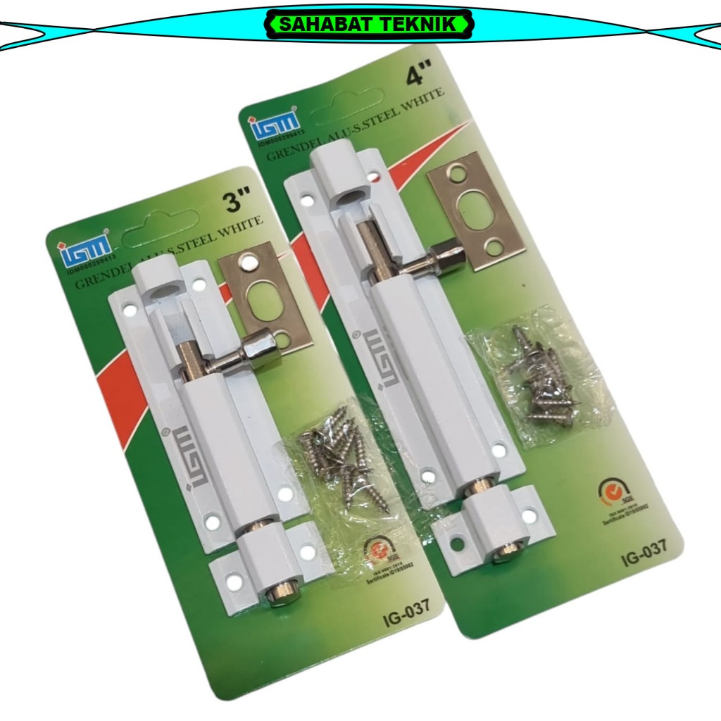 Jual TEBAL Grendel Aluminium Stainless IGM 4 inch 3 Inch Putih ...