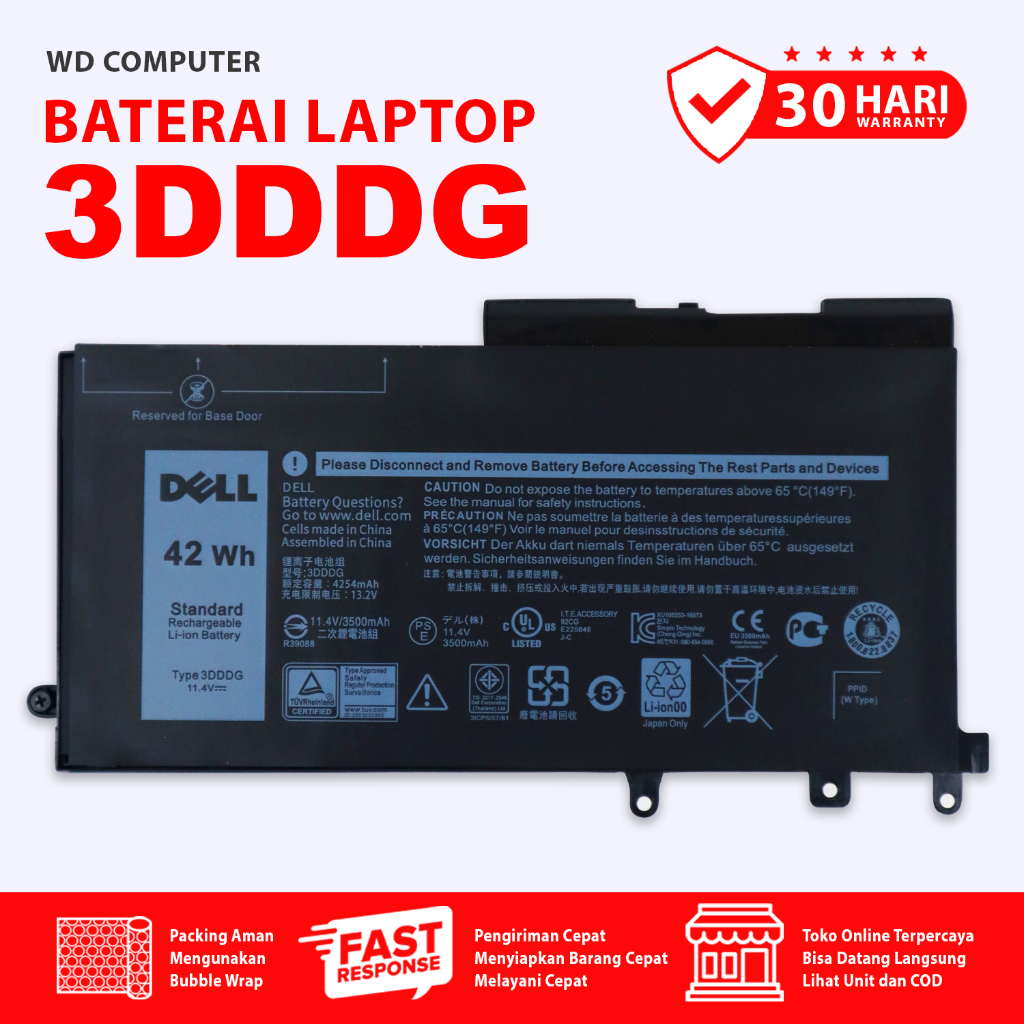 Jual Baterai Laptop Dell 5480 5580 5280 5590 5490 5290 Original 3DDDG ...