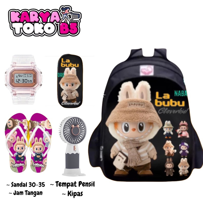 Jual Tas Ransel Anak Perempuan LABUBU Bags Tas Sekolah Anak SD Kipas mini | Shopee Indonesia