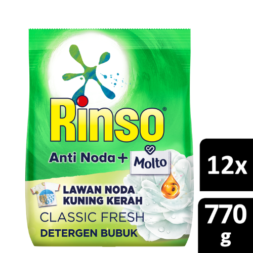 Jual Rinso Molto Anti Noda Detergen Bubuk Classic Fresh 770g (Isi 12 ...