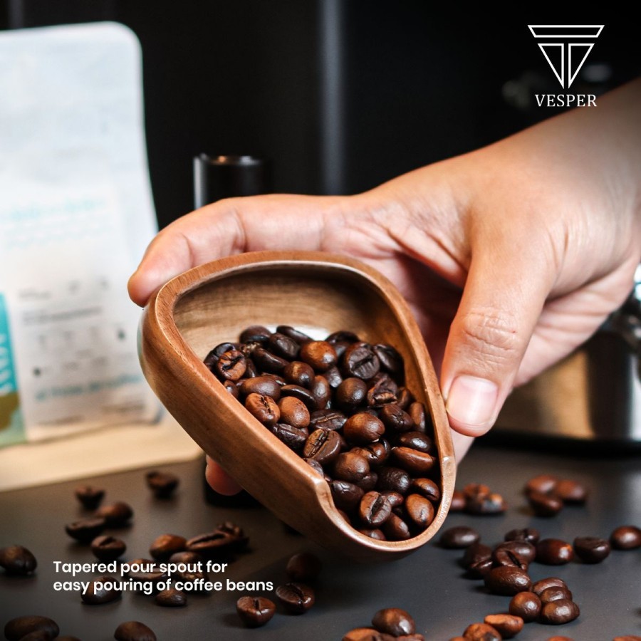 Jual walnut coffee bean dose cup / measuring dosing tray shovel kayu ...