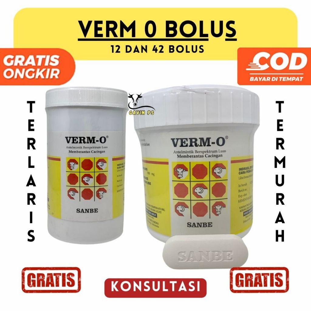 Jual VERM O BOLUS 1 POT - Obat Cacing Sapi Kerbau Kuda Spektrum Luas ...