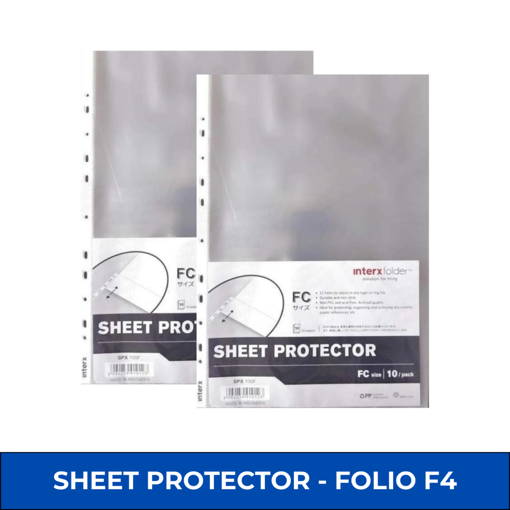 Jual Sheet protector - Pelindung kertas file - F4 Folio - 10 Pack / 100 ...