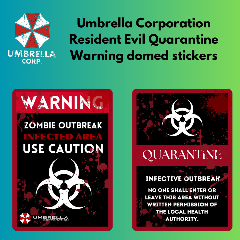 Jual Stiker Umbrella Corporation Resident Evil Quarantine Warning domed ...