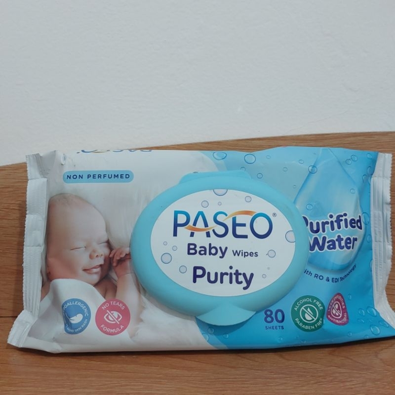 Jual PASEO BABY WIPES PURITY NON PERFUMED 80 SHEETS | Shopee Indonesia