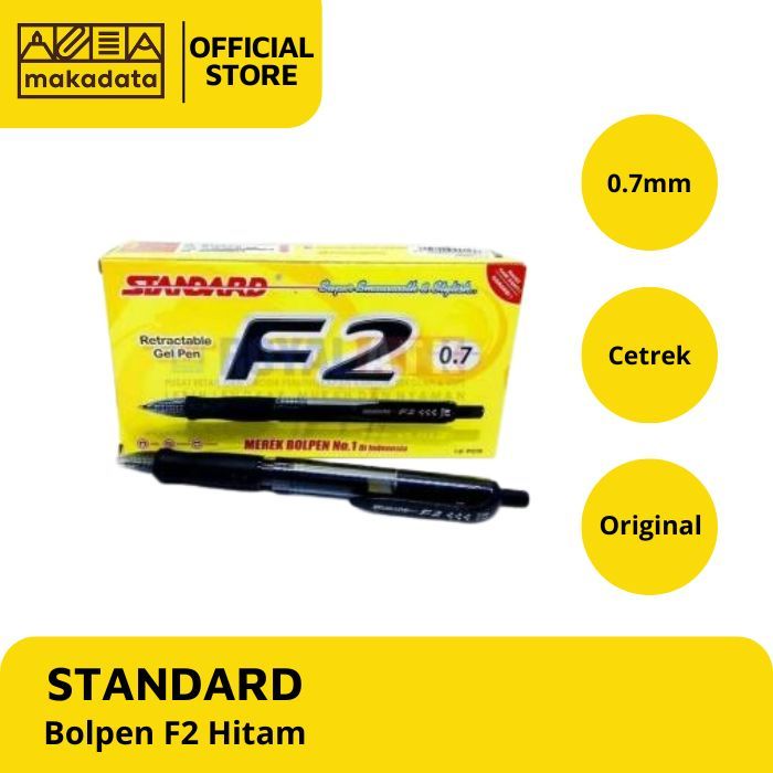Jual BALLPOINT / BOLPEN STANDARD F2 0.7 HITAM MURAH (1 PCS) MURAH ...