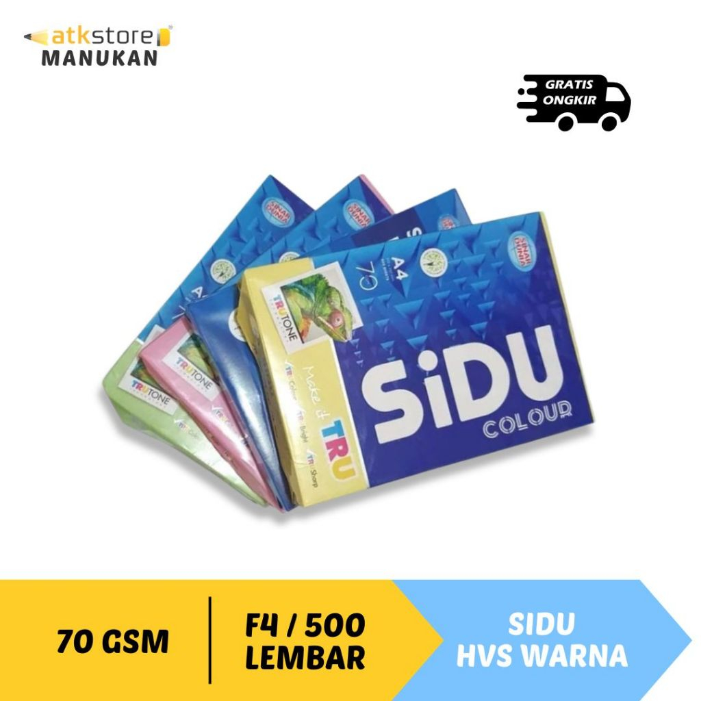 Jual [1 RIM] SIDU KERTAS HVS UKURAN F4 WARNA | 70 GSM | 1 RIM / 500 ...