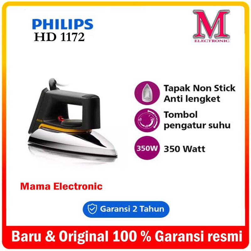 Jual Philips HD1172 Classic Dry Iron / Setrika Philips HD1172 - 350watt ...