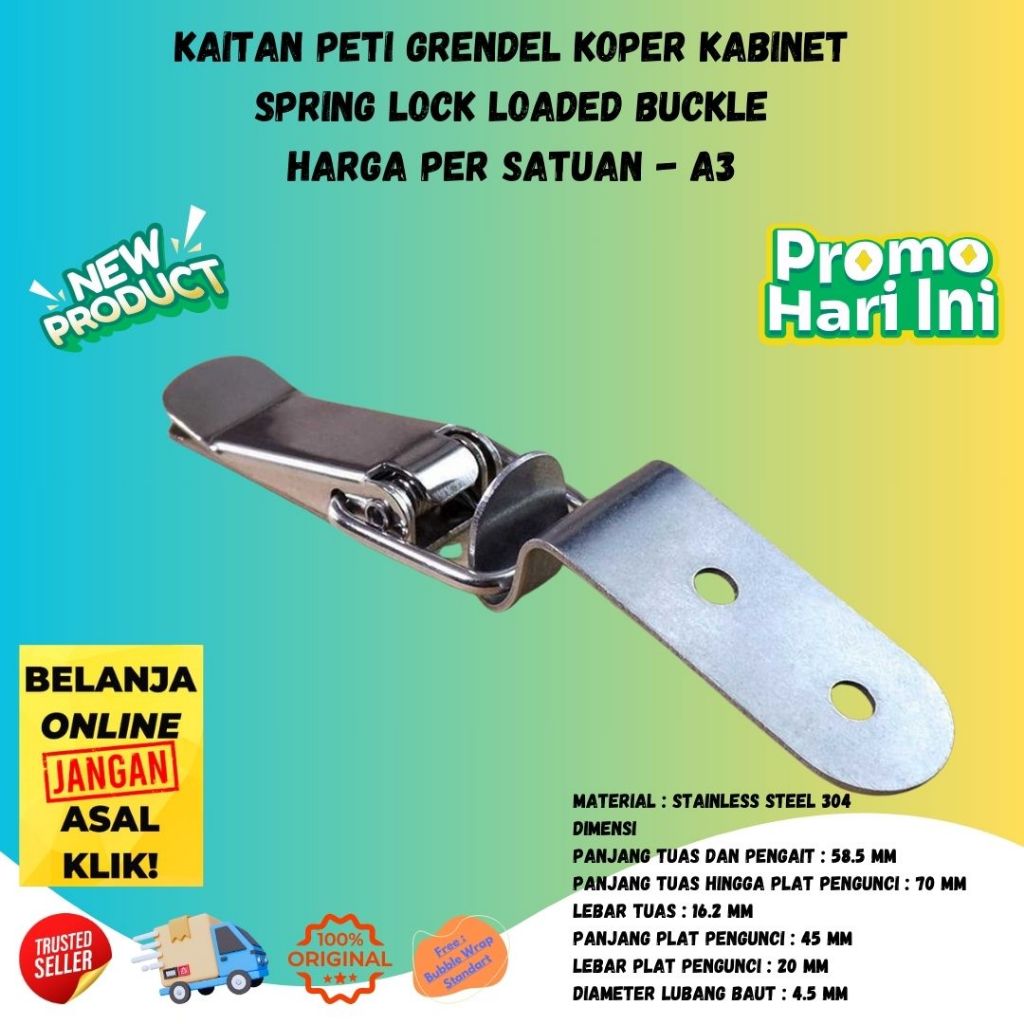 Jual Kancing Kunci Kaitan Peti Grendel Koper Kabinet Spring Lock Loaded ...
