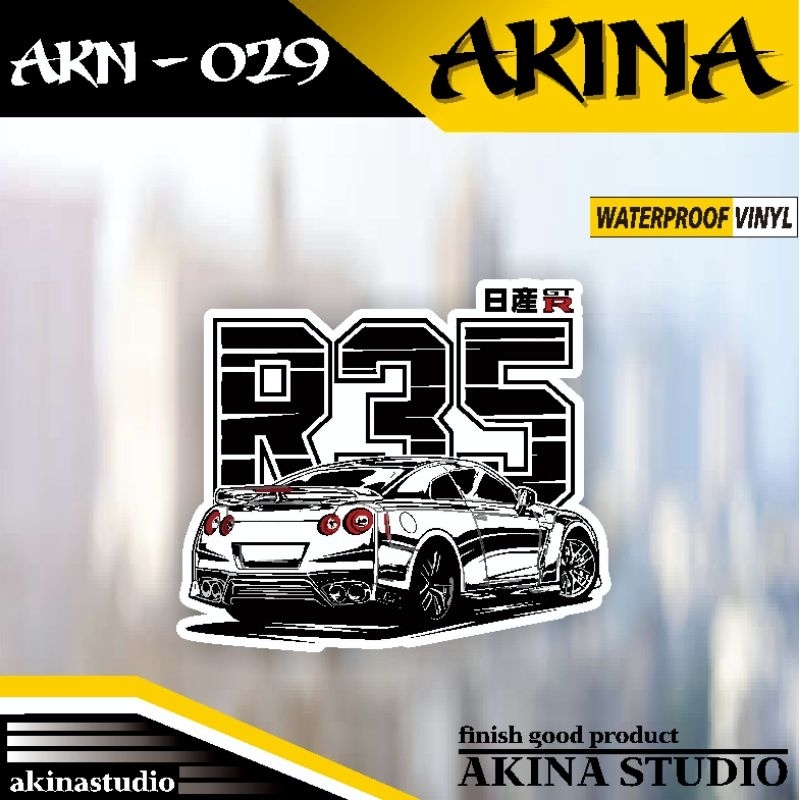 Jual sticker vinyl anti air GTR R34 line art | stiker vinyl anti air ...