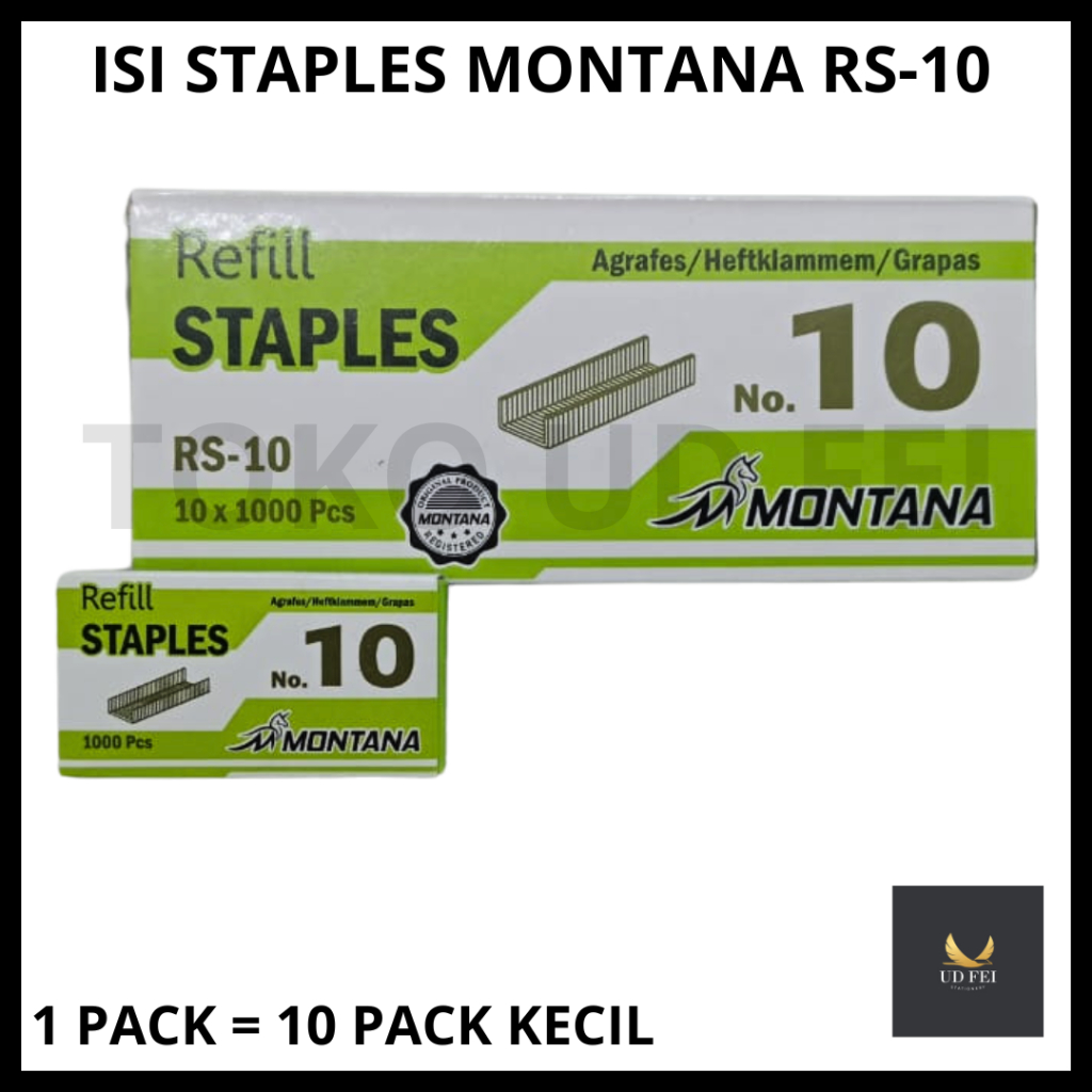 Jual (1 PACK = 10 PACK KECIL) ISI STAPLES MONTANA/ ISI STAPLES KECIL ...
