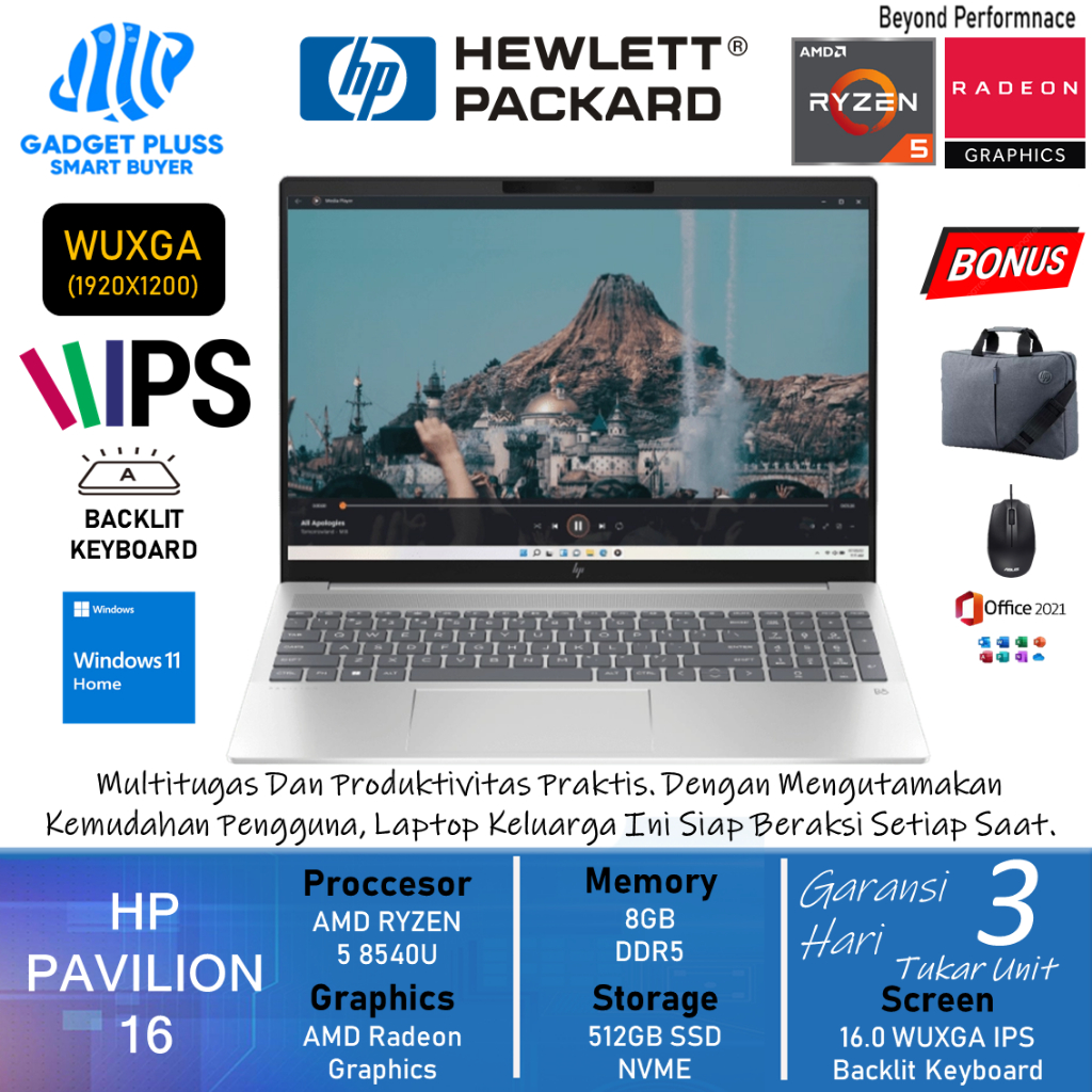 Jual Laptop Hp Pavilion 16 Amd Ryzen 5 8540u Ram 16gb Ddr5 512gb Ssd 16