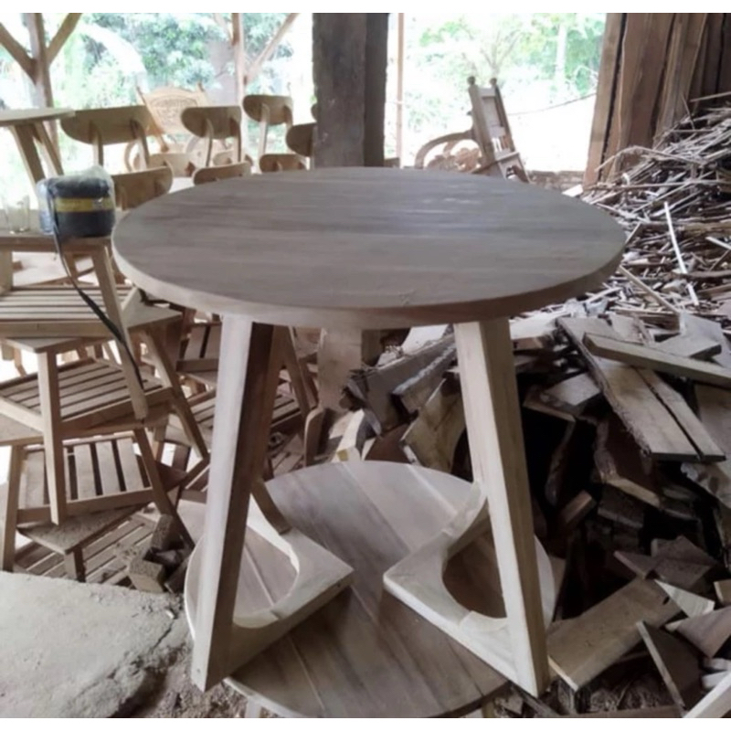 Jual Meja Teras Bulat Bundar Minimalis Jati Kaki V Makan Lingkaran Tamu ...