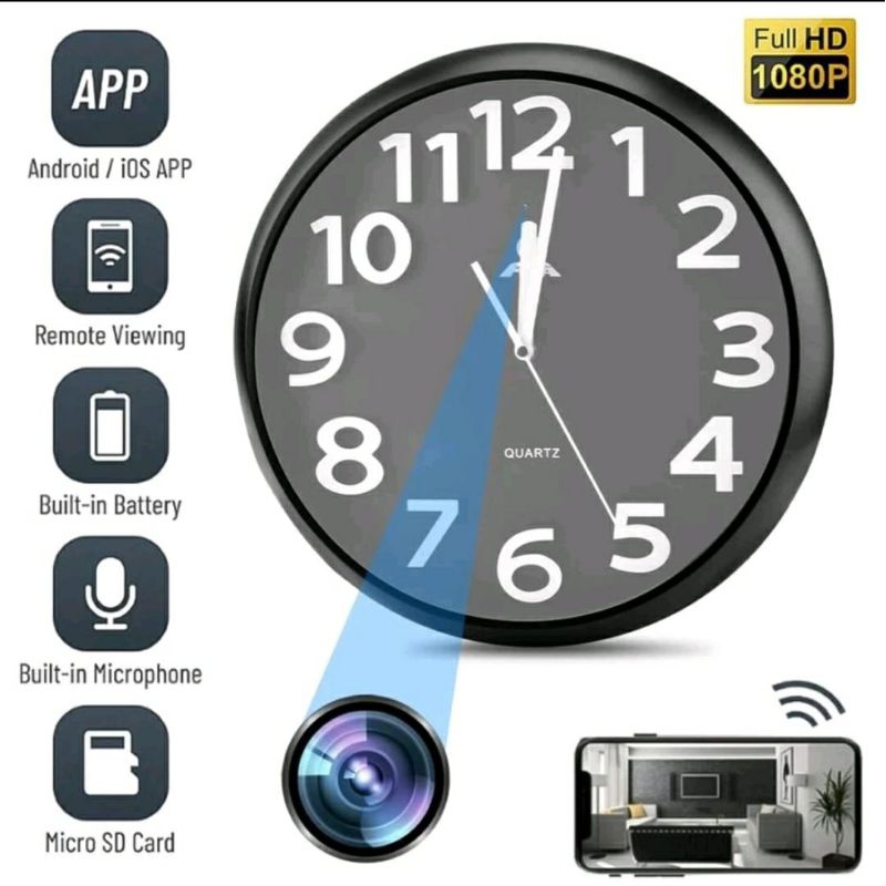 Jual Cctv pengintai jam dinding kamera Spy App Lookcam Full HD bisa ...