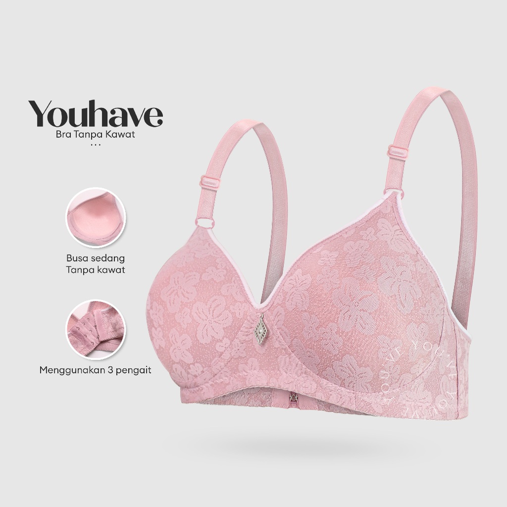 Jual YouHave ( You’ve ) BH Bra Wanita BH Tanpa Kawat Motif Bunga Bra ...