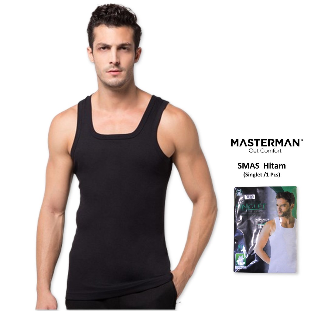 Jual Kaos Singlet Pria MASTERMAN SMAS Hitam Isi 1Pcs | Shopee Indonesia