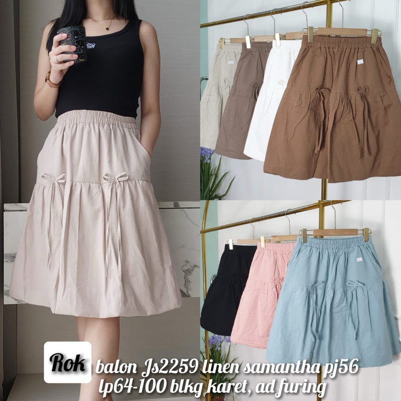 Jual rok / bawahan wanita LP64-100 motif pita ada furing bahan linen ...